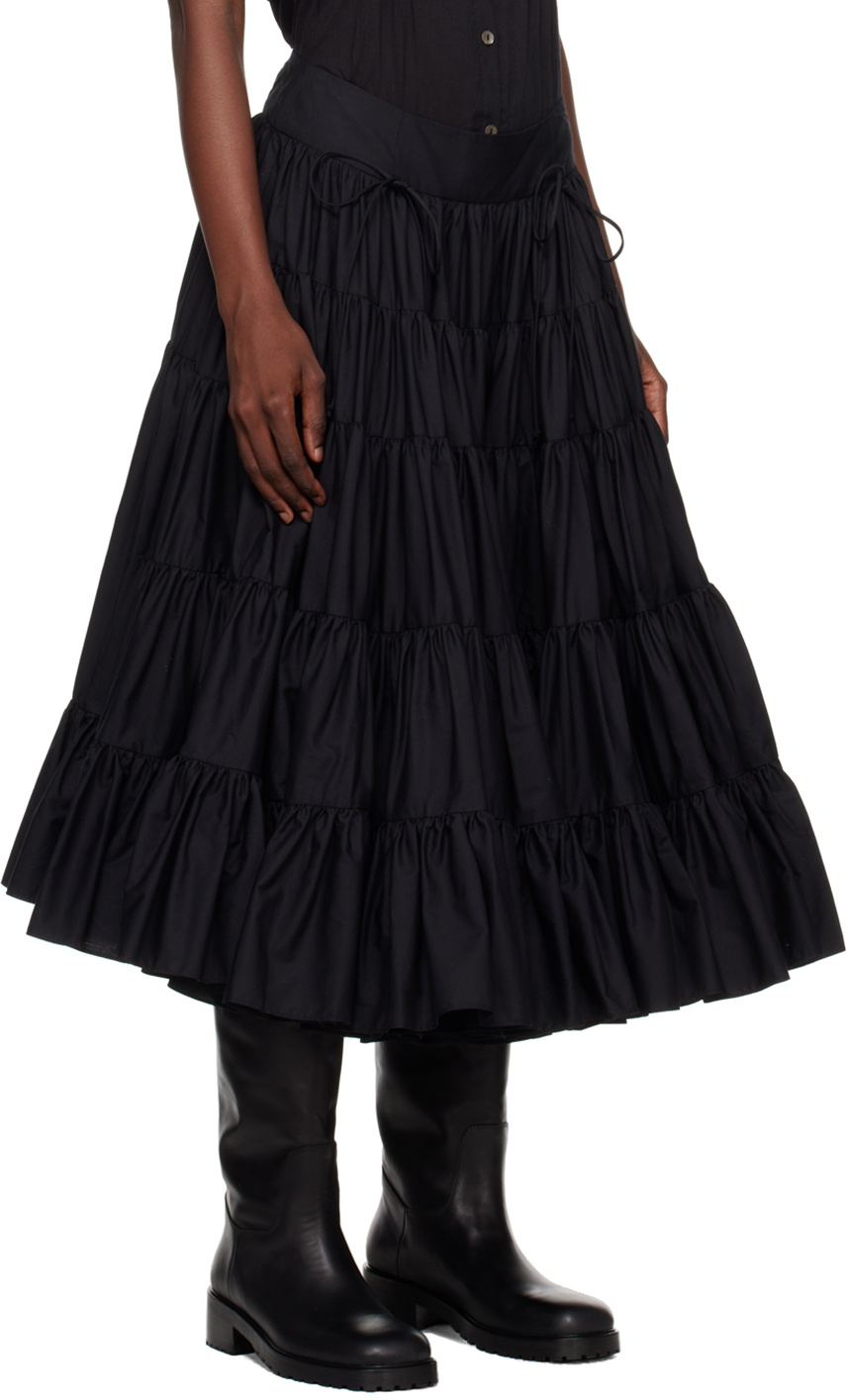 Sandy Liang Black Chetti Midi Skirt Sandy Liang