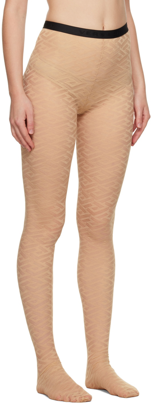 Versace Beige Monogram Tights Versace