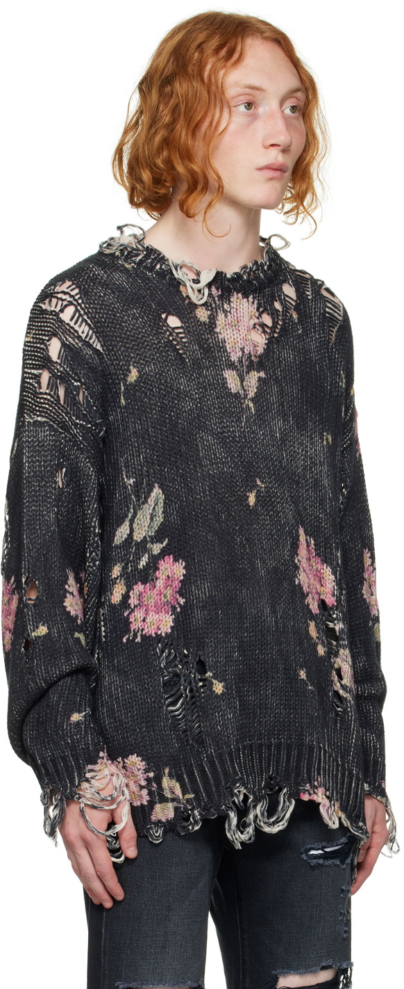 R13 Black Distressed Sweater R13