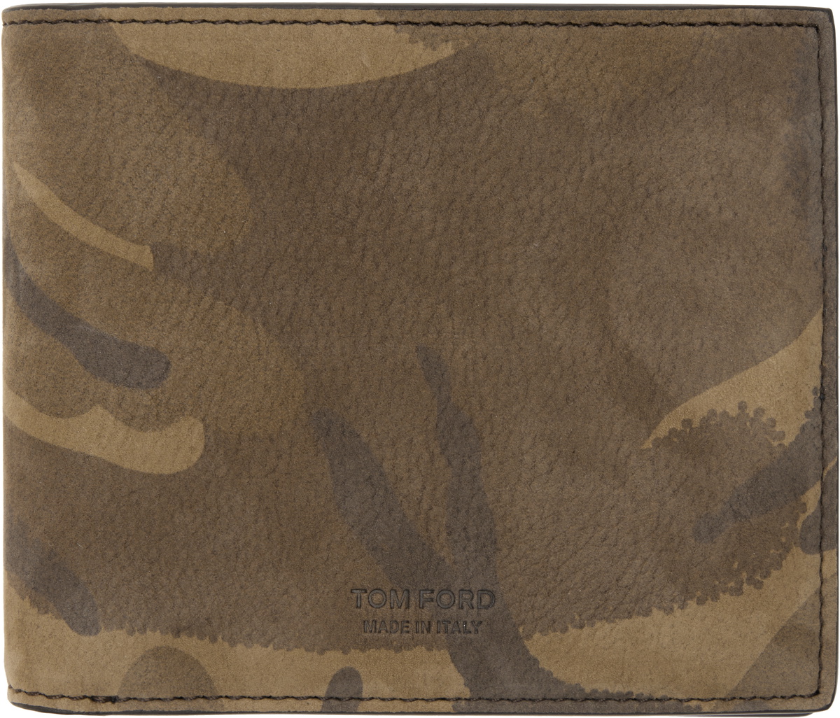 TOM FORD Khaki Camo Nubuck Classic Bifold Wallet TOM FORD