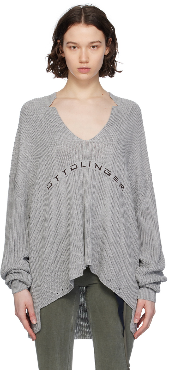 Ottolinger Gray Open Collar Sweater Ottolinger