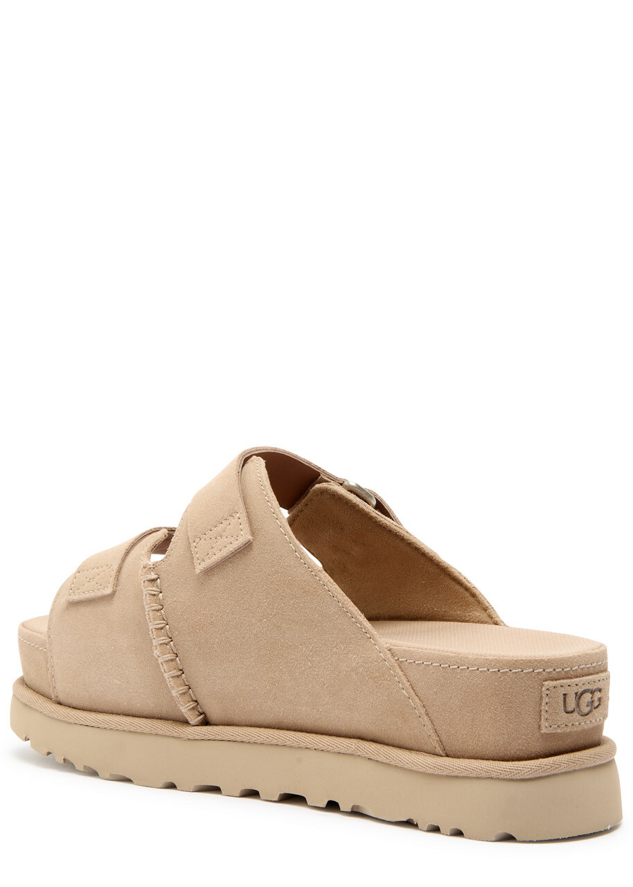 Ugg Goldenstar Suede Flatform Sliders Sand Ugg