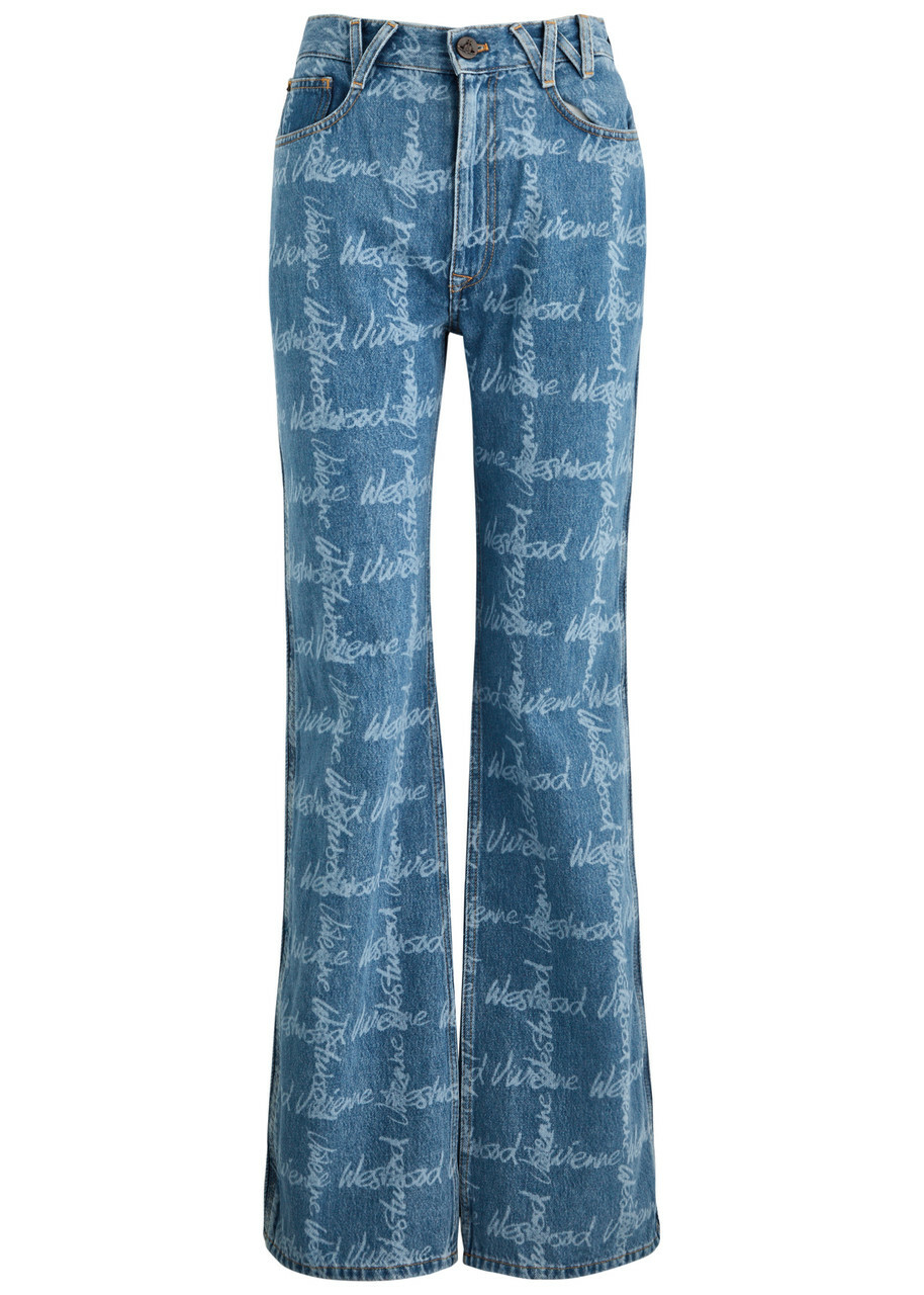 Vivienne Westwood Ray Monogrammed Flared-leg Jeans Blue Vivienne Westwood