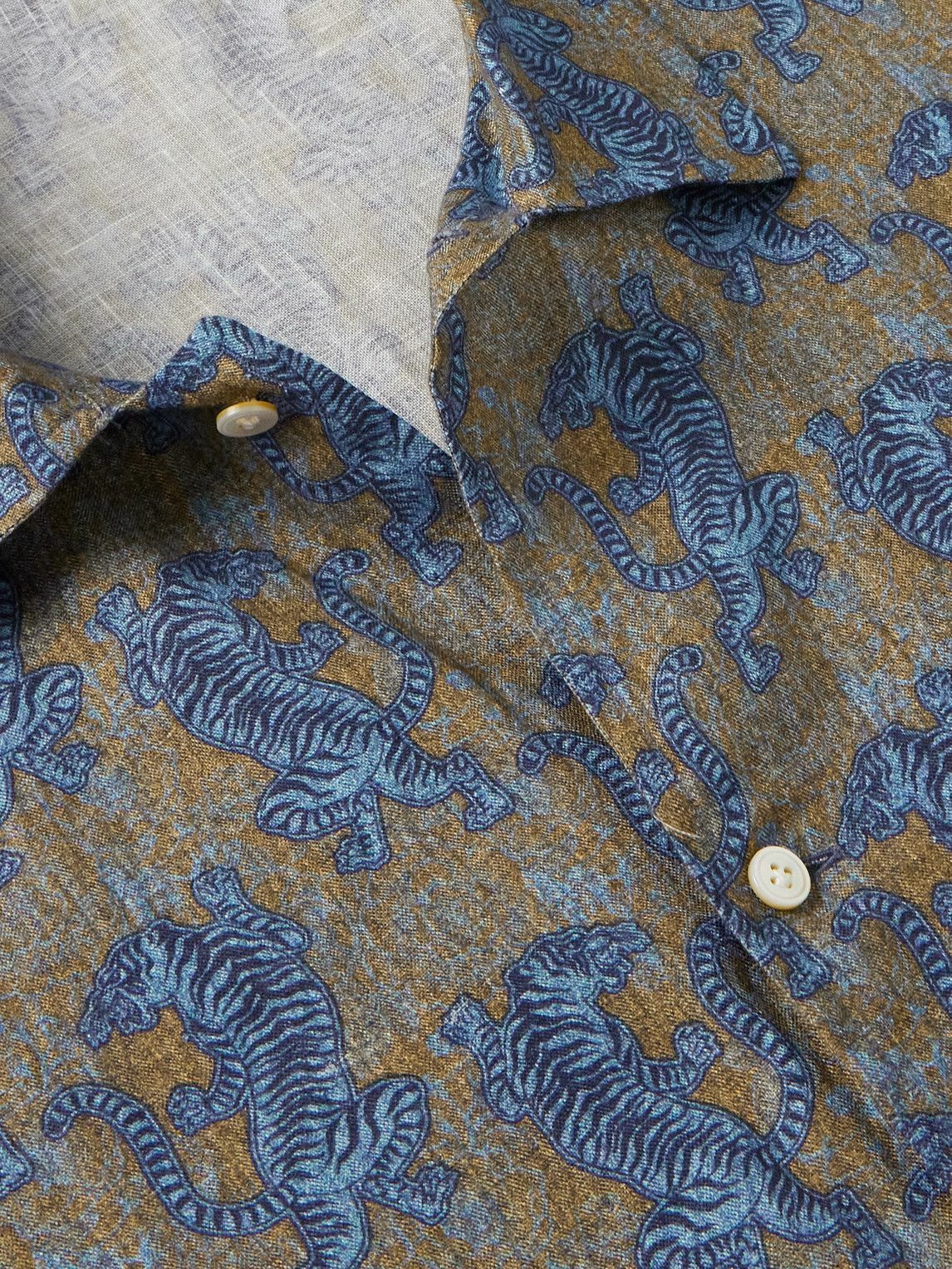 De Petrillo - Printed Linen Shirt - Brown De Petrillo