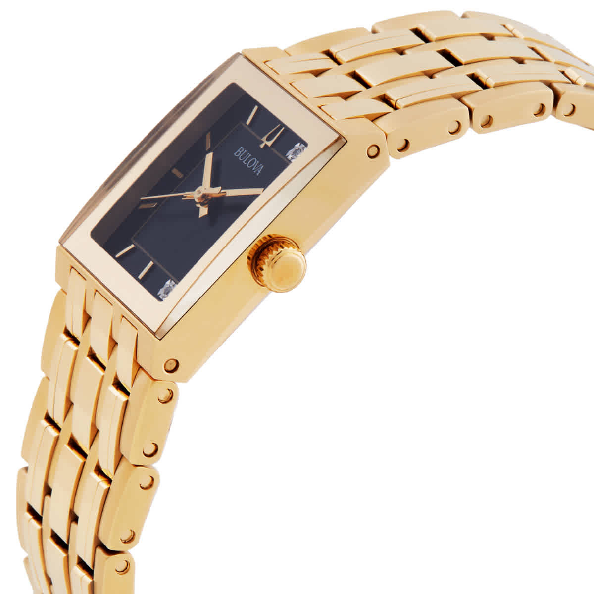 Bulova Quadra Quartz Diamond Black Dial Ladies Watch 97P167 Bulova