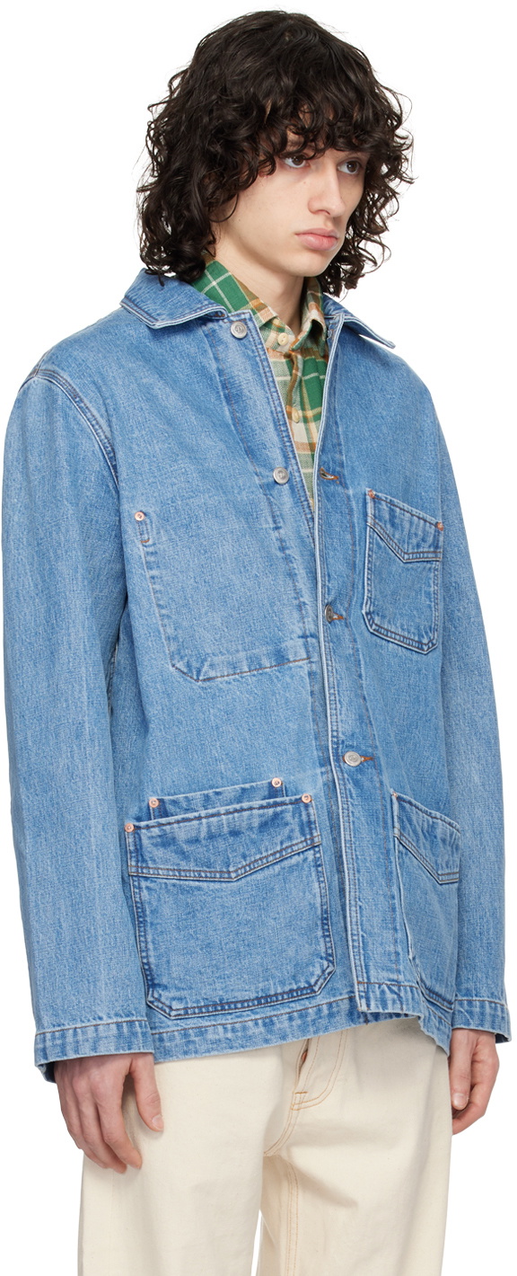 Drake's Blue Five-Pocket Denim Jacket Drake's