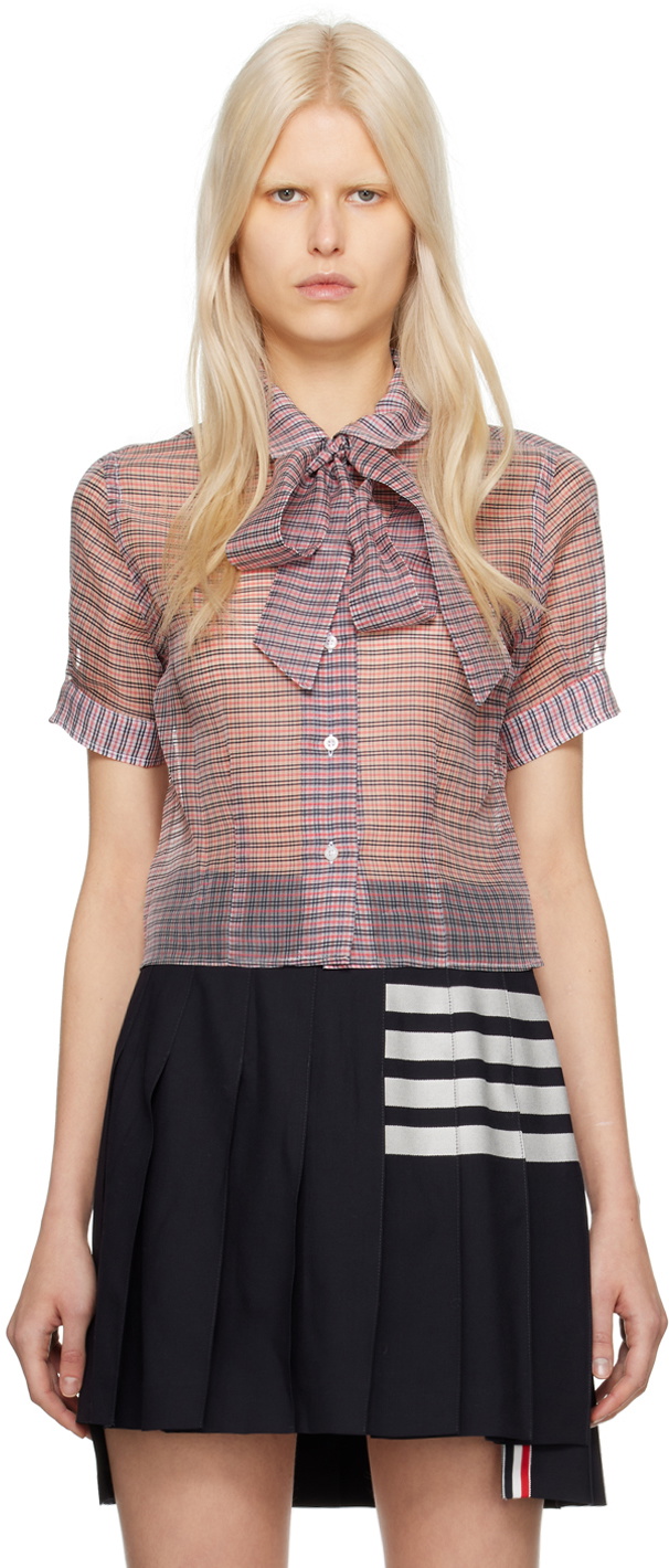 Thom Browne Blue & Red Checked Blouse Thom Browne