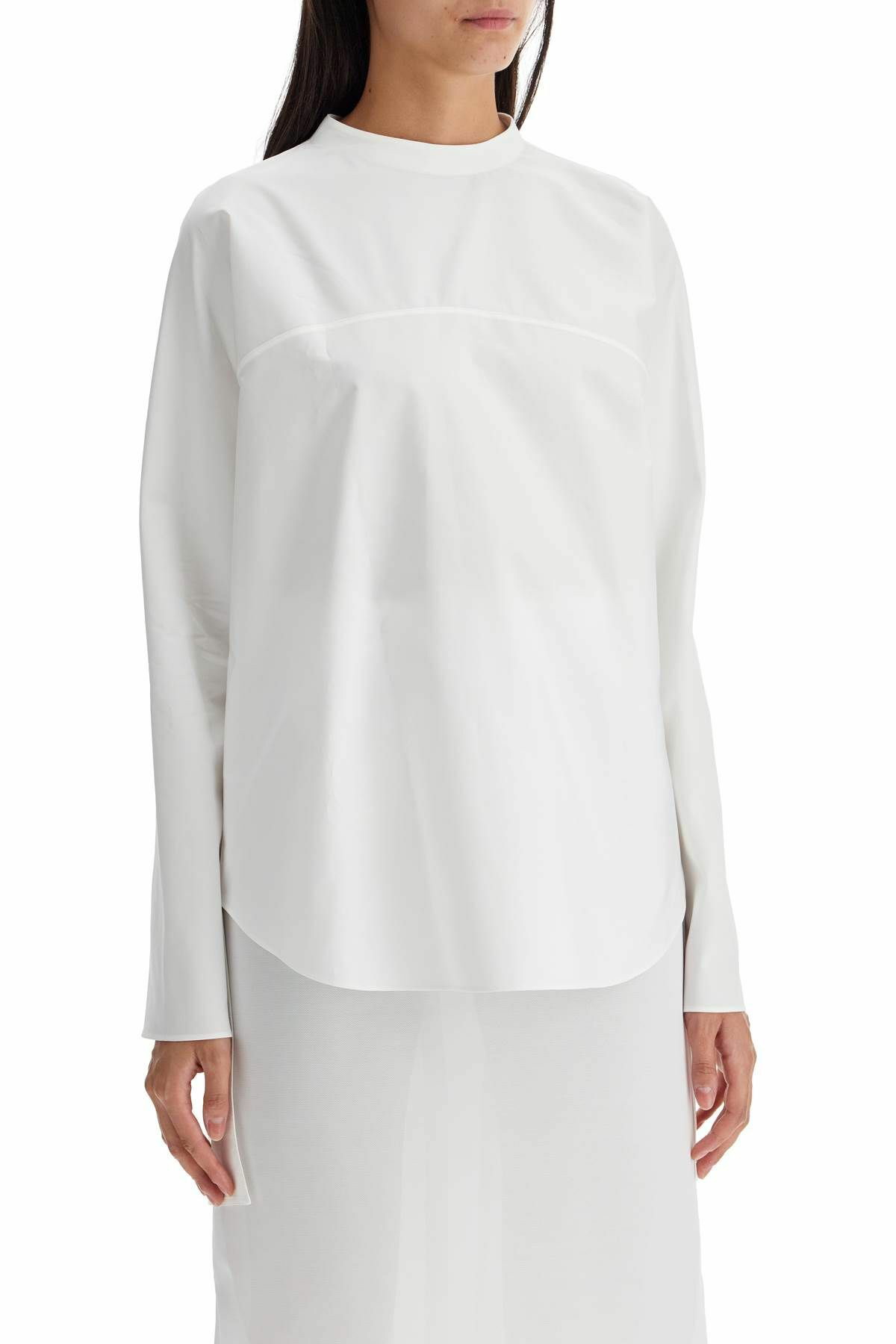 ALAIA asymmetric poplin top with White ALAÏA