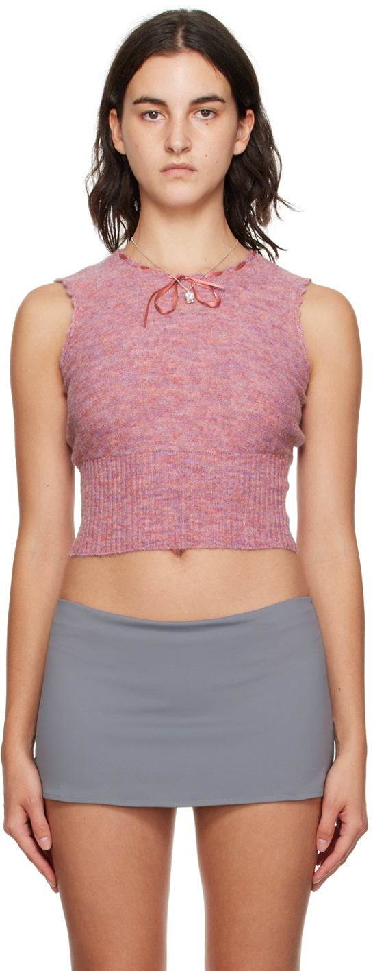 GUIZIO Pink Heart Scallop Vest GUIZIO