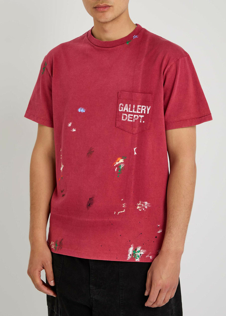 Gallery Dept. Paint-splattered Logo Cotton T-shirt Red Gallery Dept.