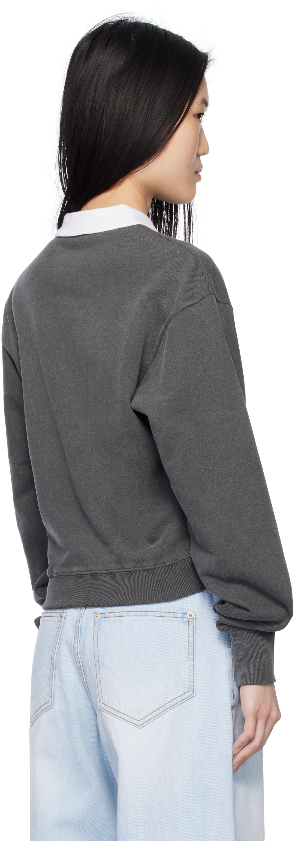 Pushbutton Gray Standard Collar Sweatshirt Pushbutton