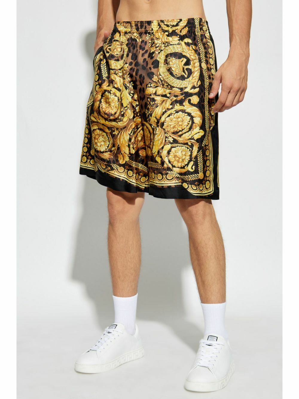 VERSACE - Barocco Print Silk Shorts Versace