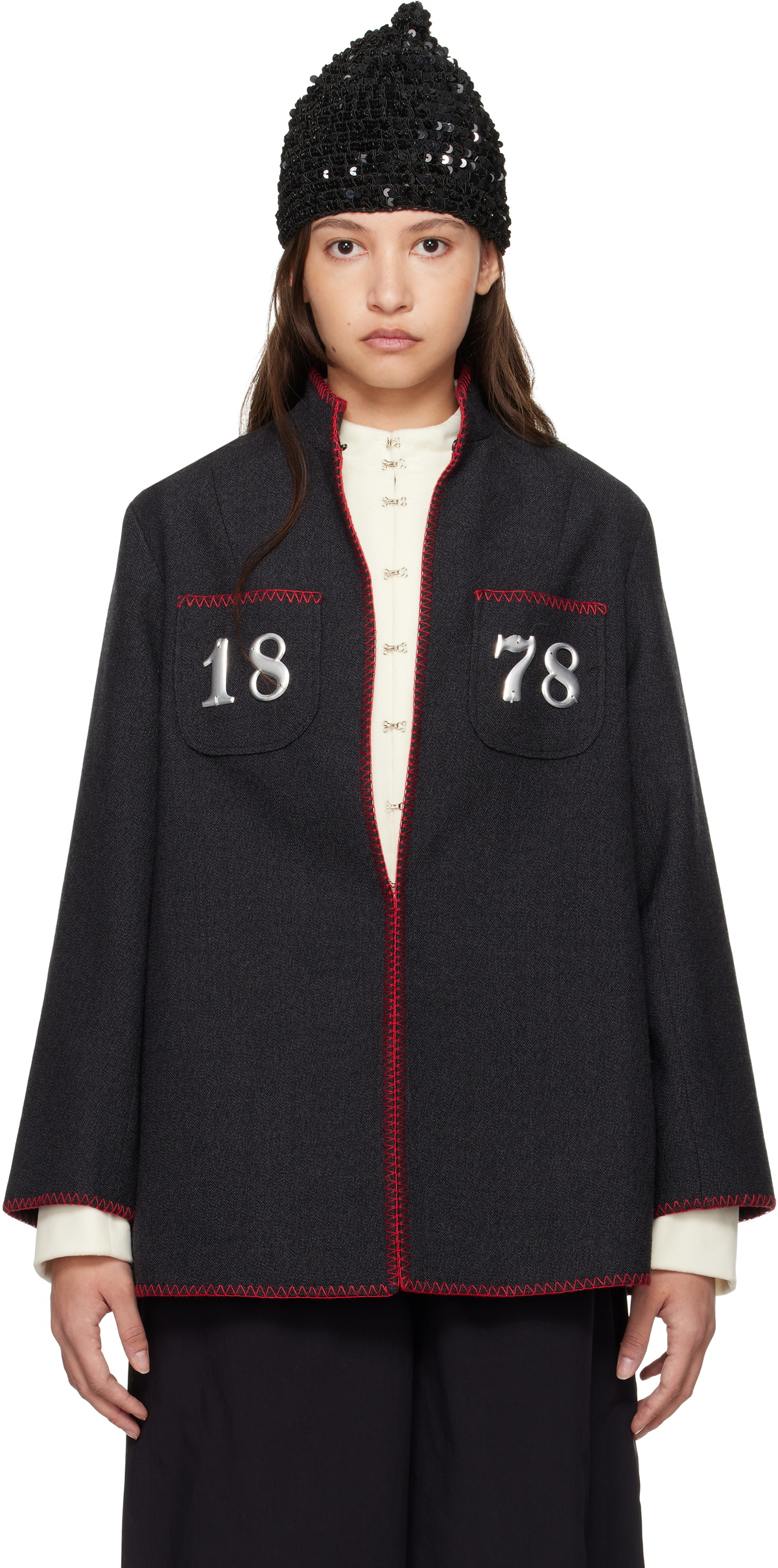 Bode Gray Thornproof Blanket Jacket Bode