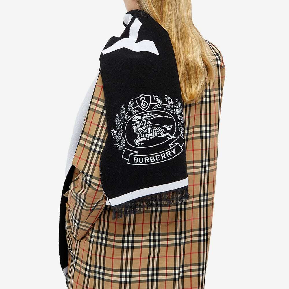 Burberry Women's Crest Logo Football Scarf in Monochrome Burberry