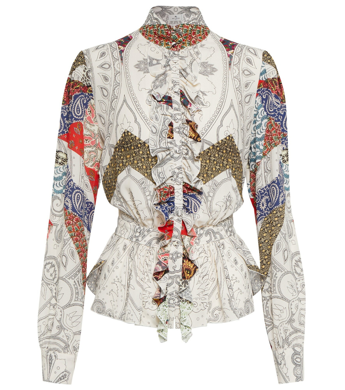 Etro - Ruffle-trimmed printed crêpe blouse Etro