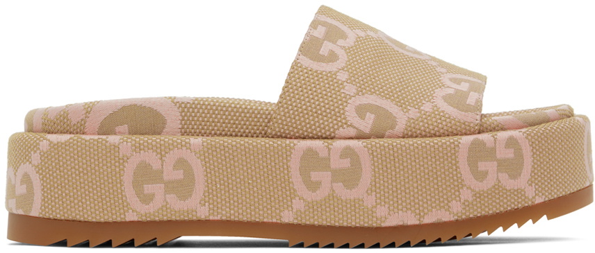 Gucci Beige Platform Slides Gucci