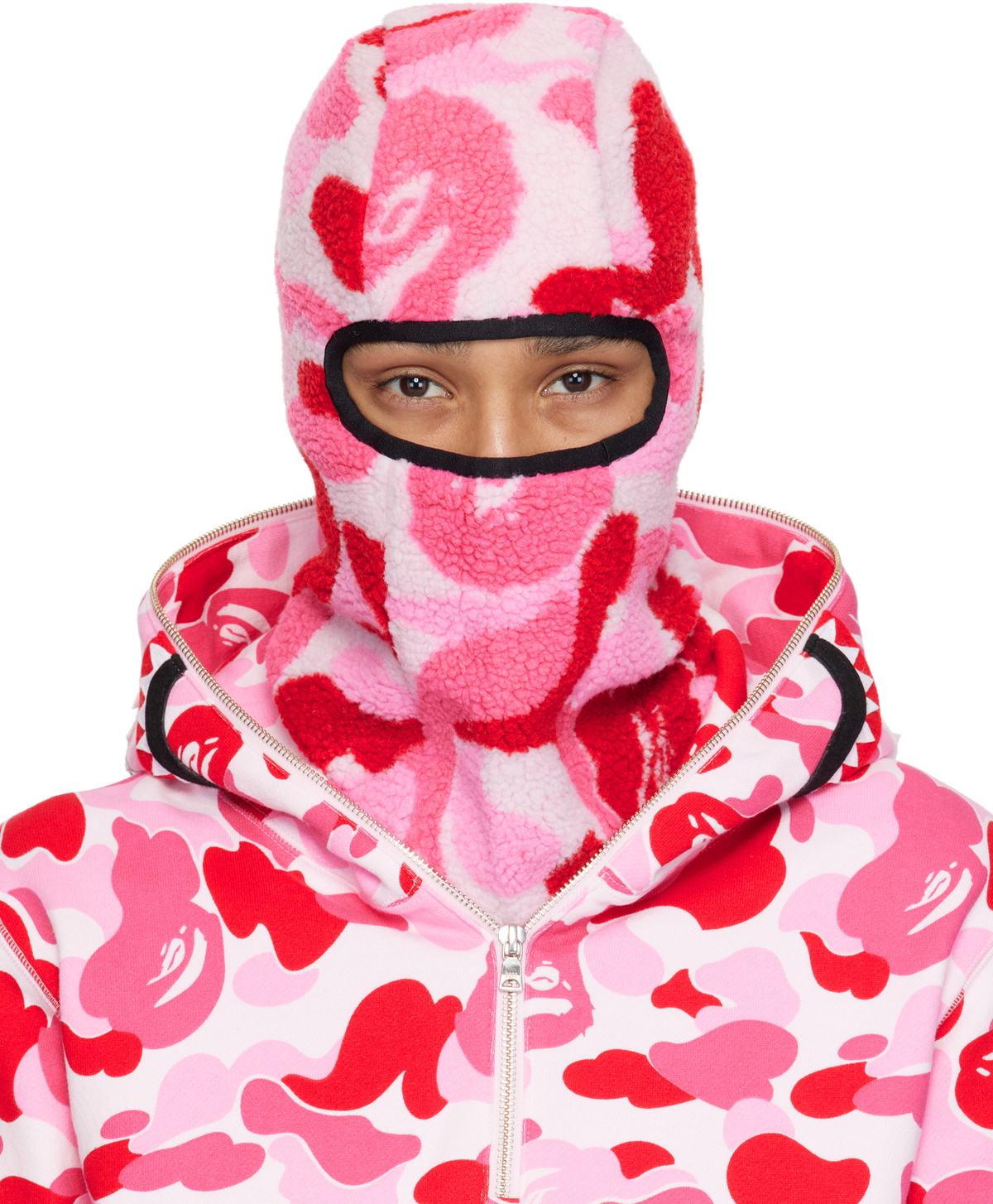 BAPE Pink ABC Camo Boa Fleece Balaclava A Bathing Ape