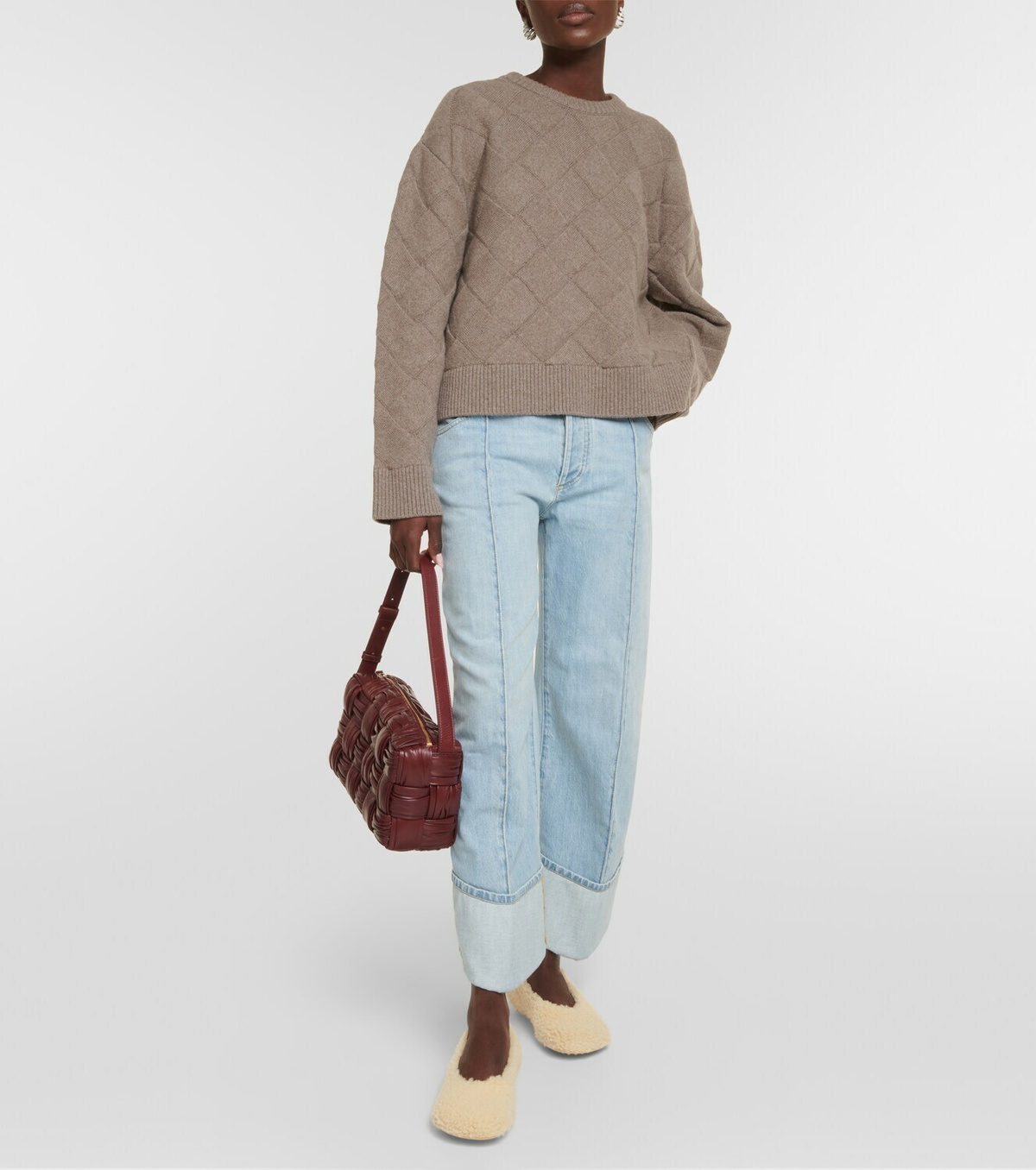 Bottega Veneta Atomic shearling-trimmed ballet flats Bottega Veneta