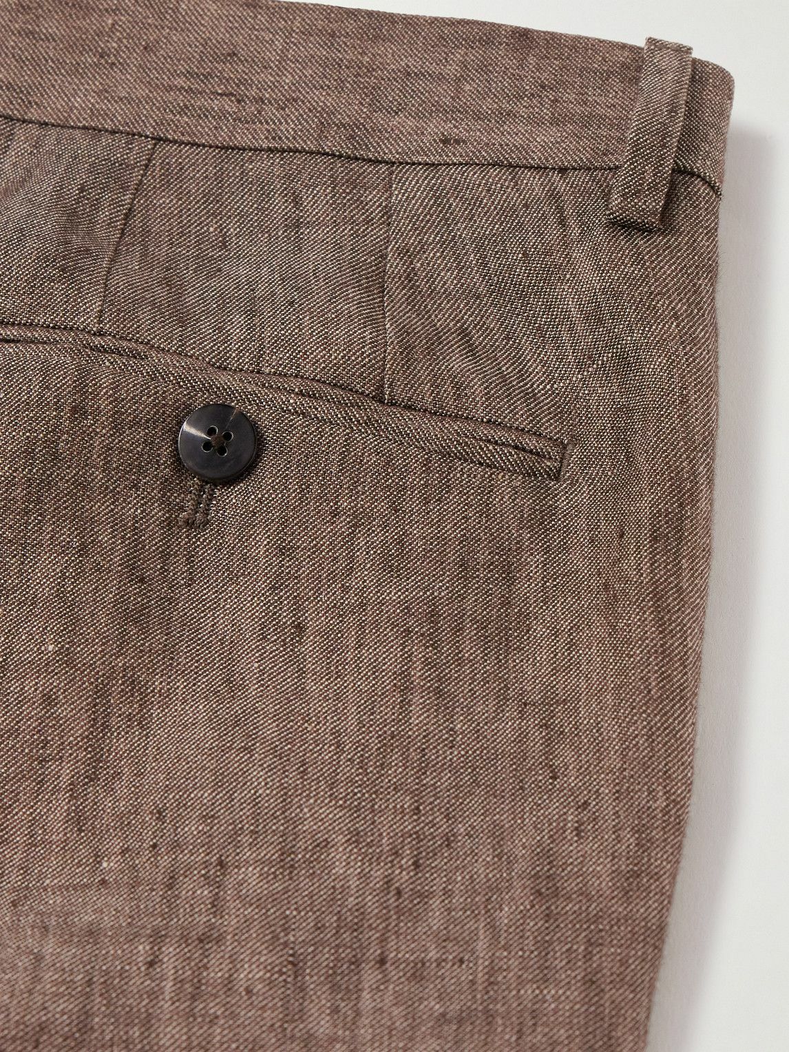 Caruso - Tapered Linen Suit Trousers - Brown Caruso