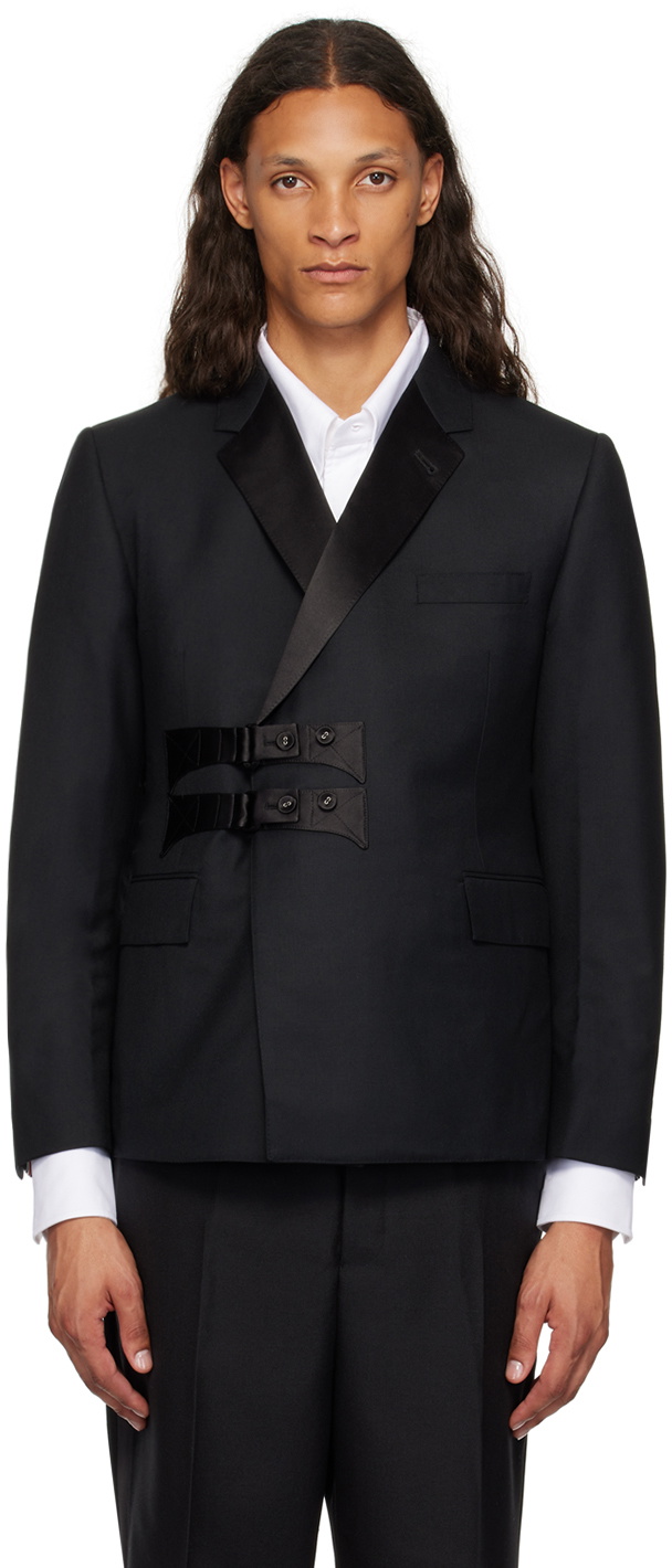 Thom Browne Black Combo Collar Classic Blazer Thom Browne
