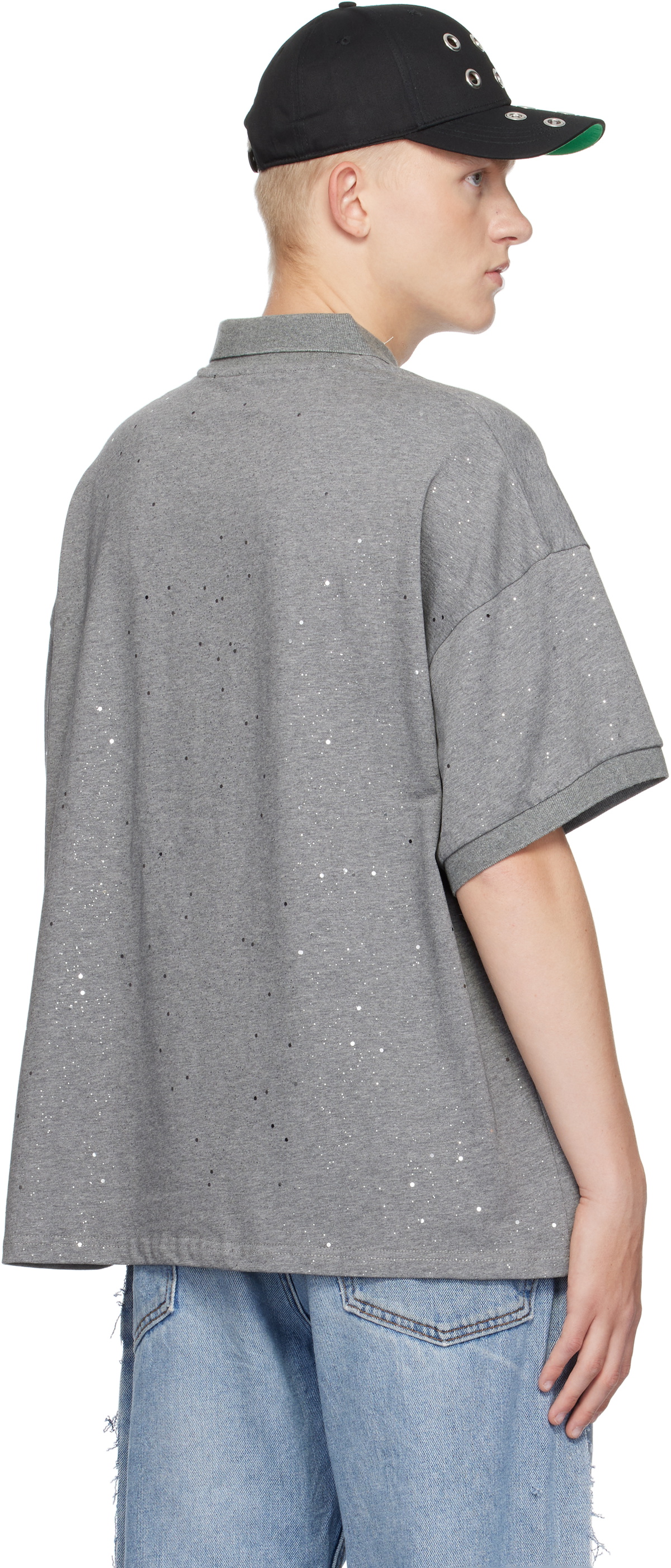 DEMMO Gray Glitter Polo