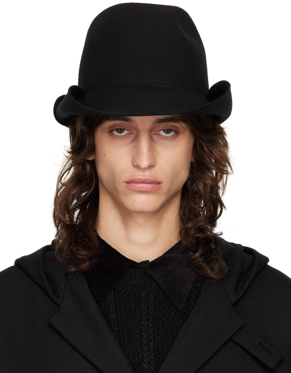 YOHJI YAMAMOTO Black Roll Brim Hat Yohji Yamamoto