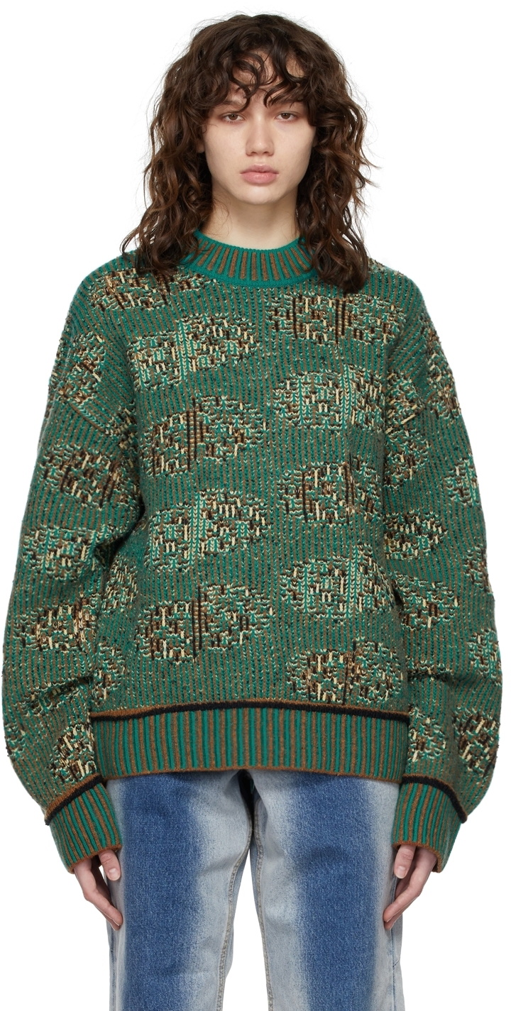 ADER error Green Patterned Kaplan Sweater ADER error