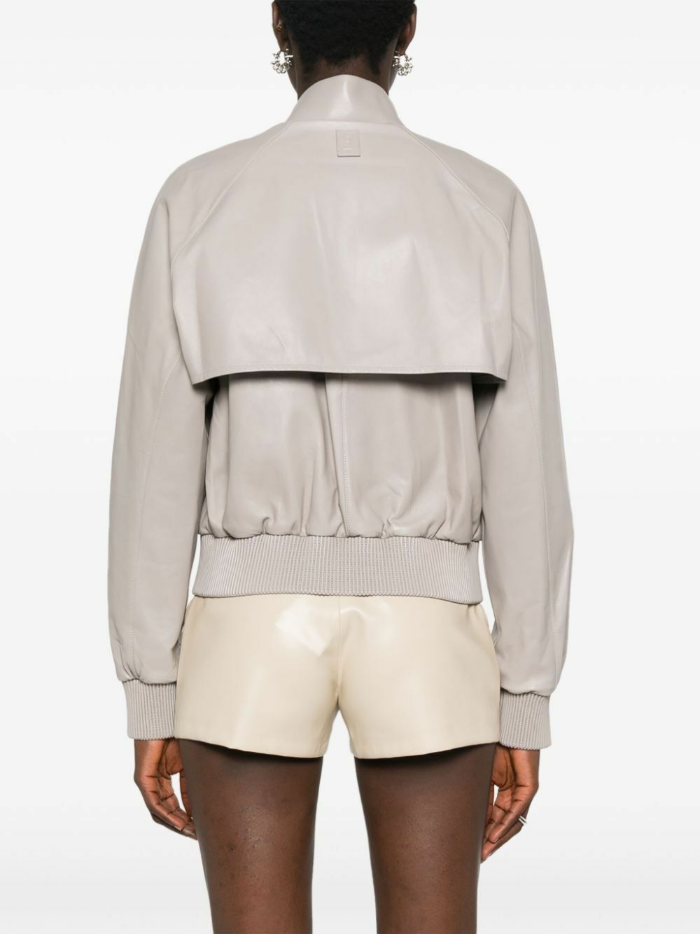 Ferragamo Grey Leather Bomber Jacket Salvatore Ferragamo