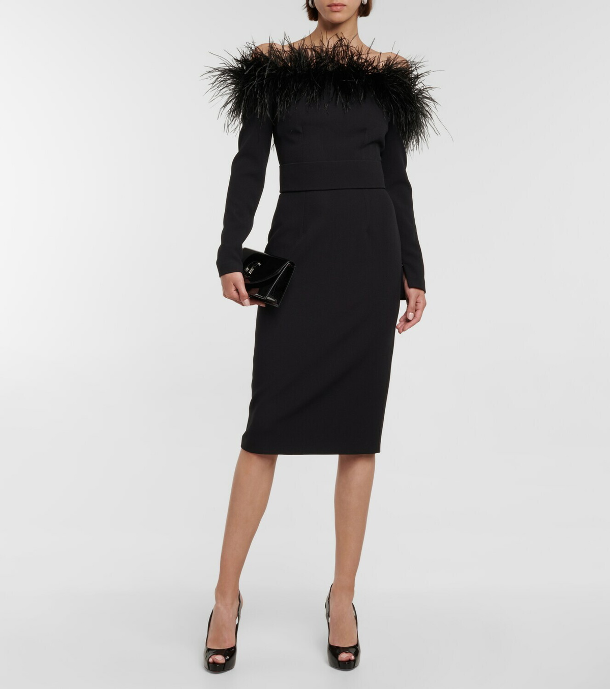 Safiyaa Feather-trimmed midi dress Safiyaa