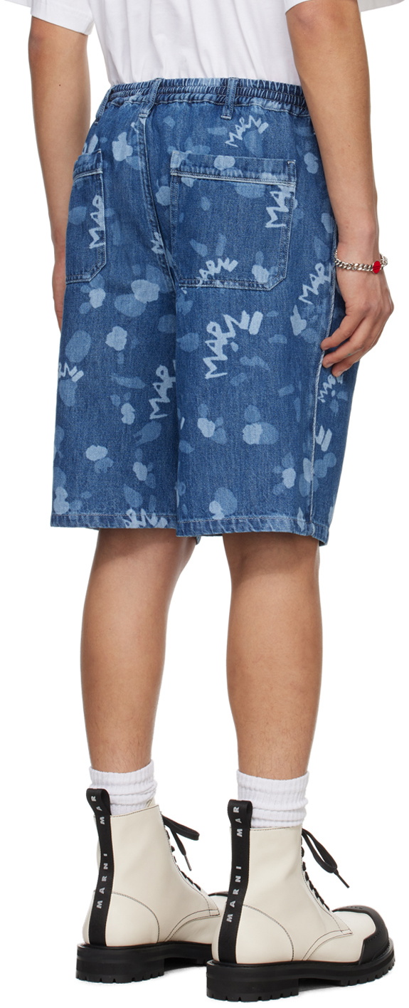 Marni Blue Printed Denim Shorts Marni