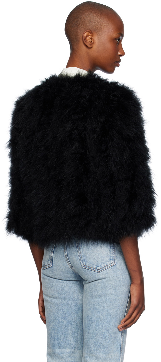 Yves Salomon Black Cropped Feather Jacket Yves Salomon