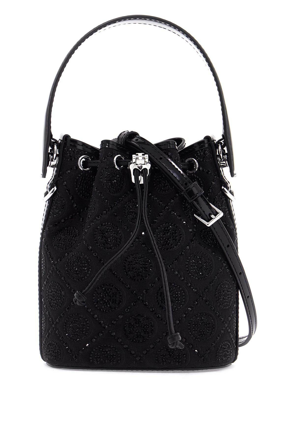 TORY BURCH monogram t bucket bag with rhinest Black Tory Burch