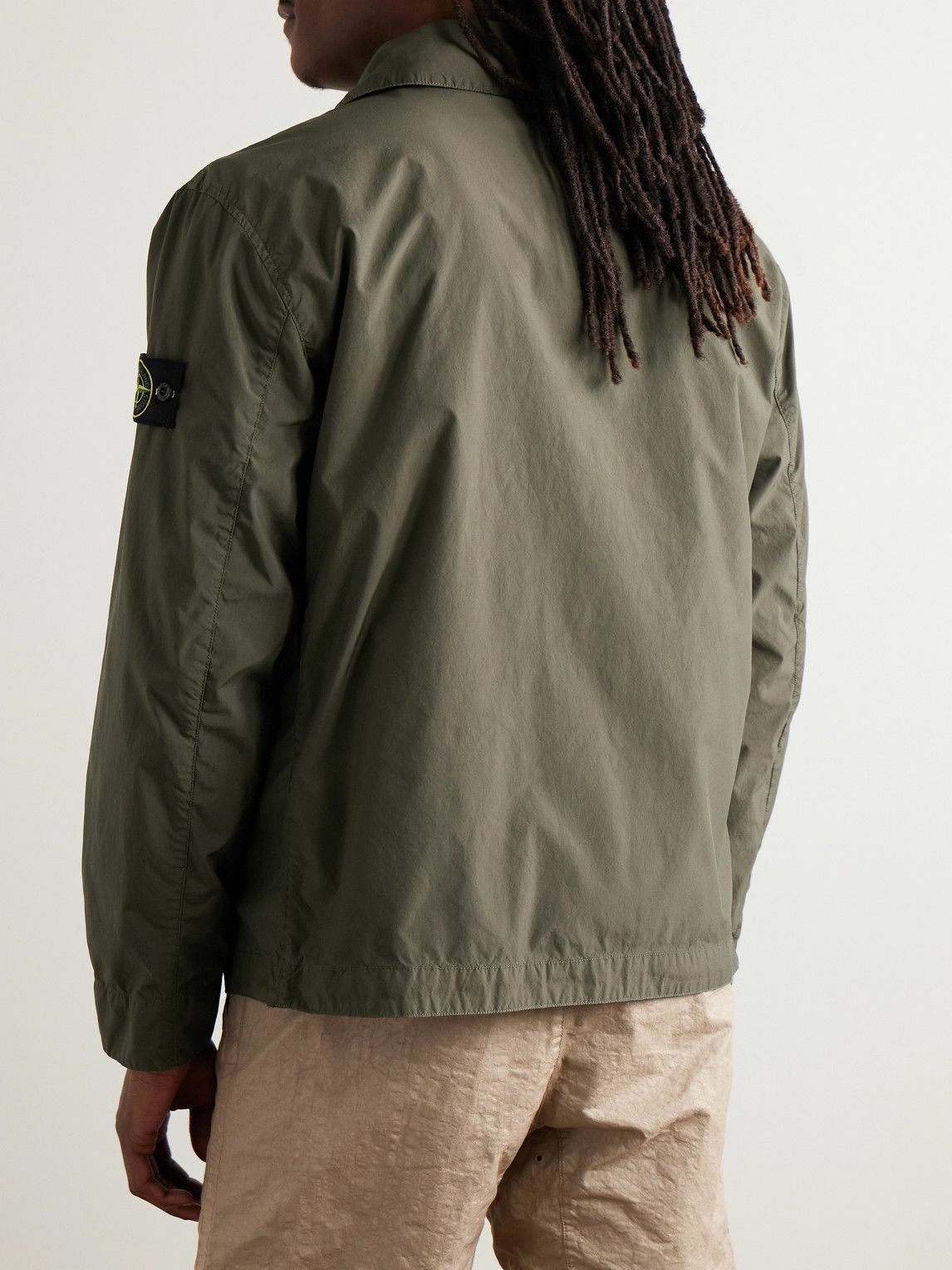 Stone Island - Logo-Appliquéd Garment-Dyed Shell Jacket - Green Stone ...