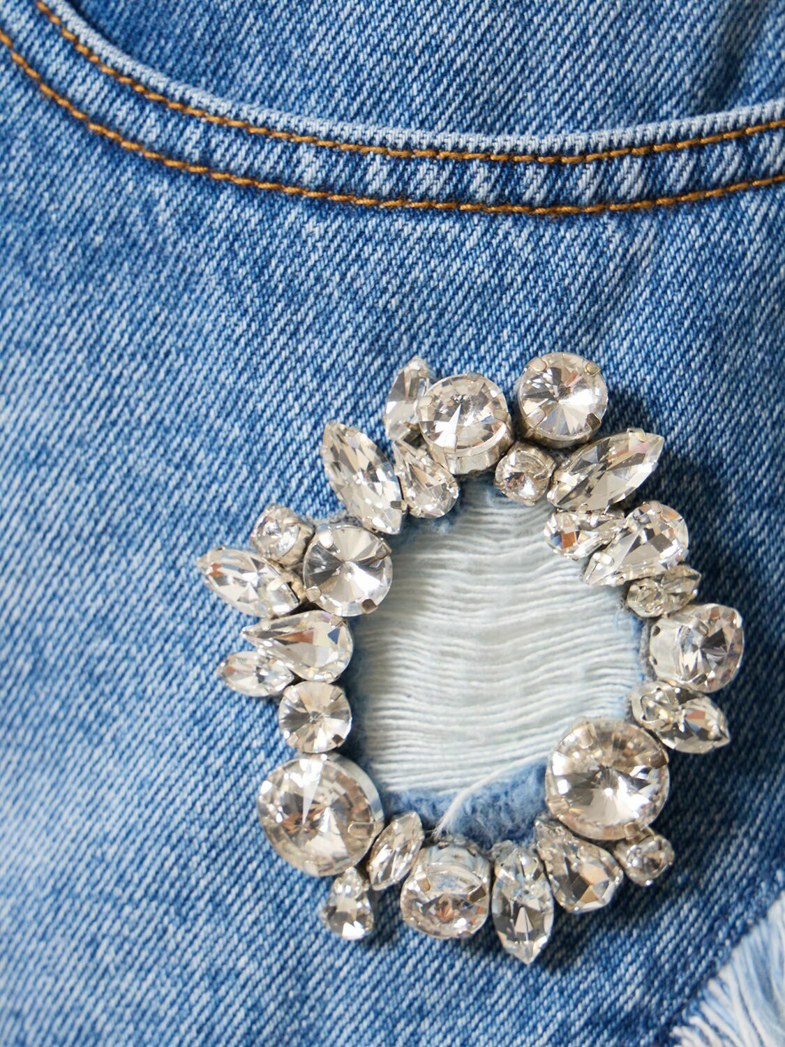 AREA - Embellished Denim Hot Shorts AREA