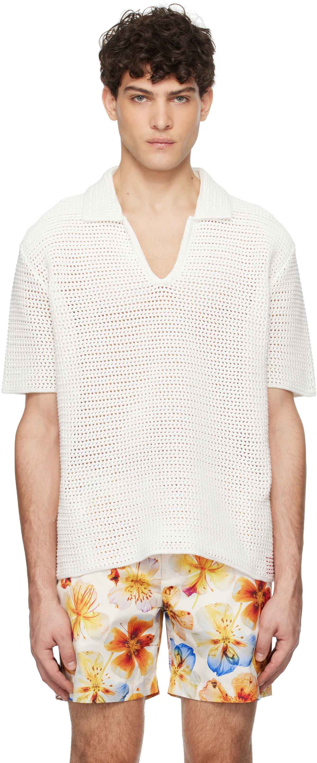 Orlebar Brown Off-White Batten Crochet Polo Orlebar Brown