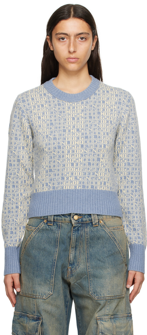 Golden Goose Blue & Off-White Jacquard Sweater Golden Goose Deluxe Brand