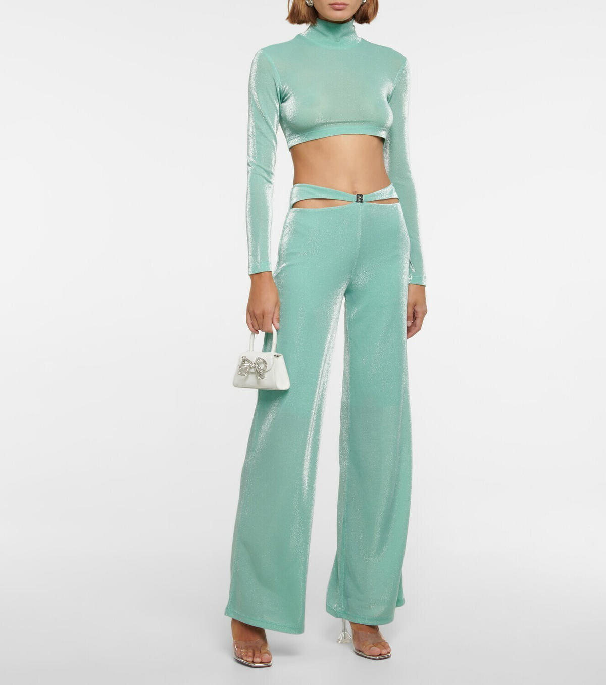 Rotate Birger Christensen Metallic turtleneck crop top ROTATE Birger ...