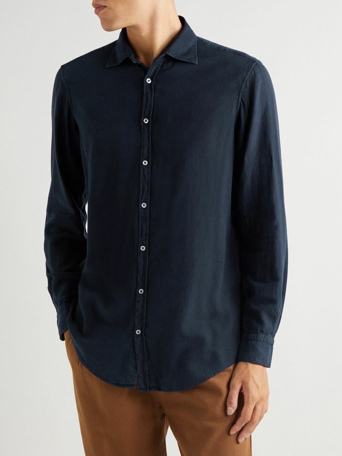 Massimo Alba - Button-Down Collar Washed Twill Shirt - Gray Massimo Alba
