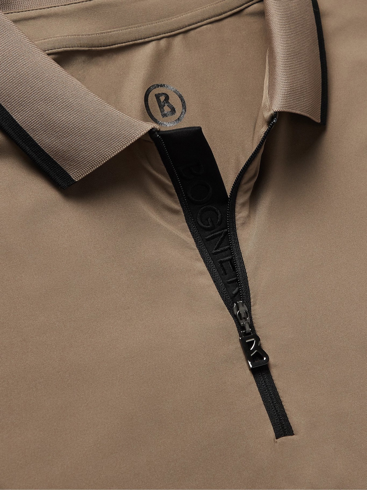 Bogner - Cody Contrast-Tipped Stretch-Jersey Golf Polo Shirt - Brown Bogner