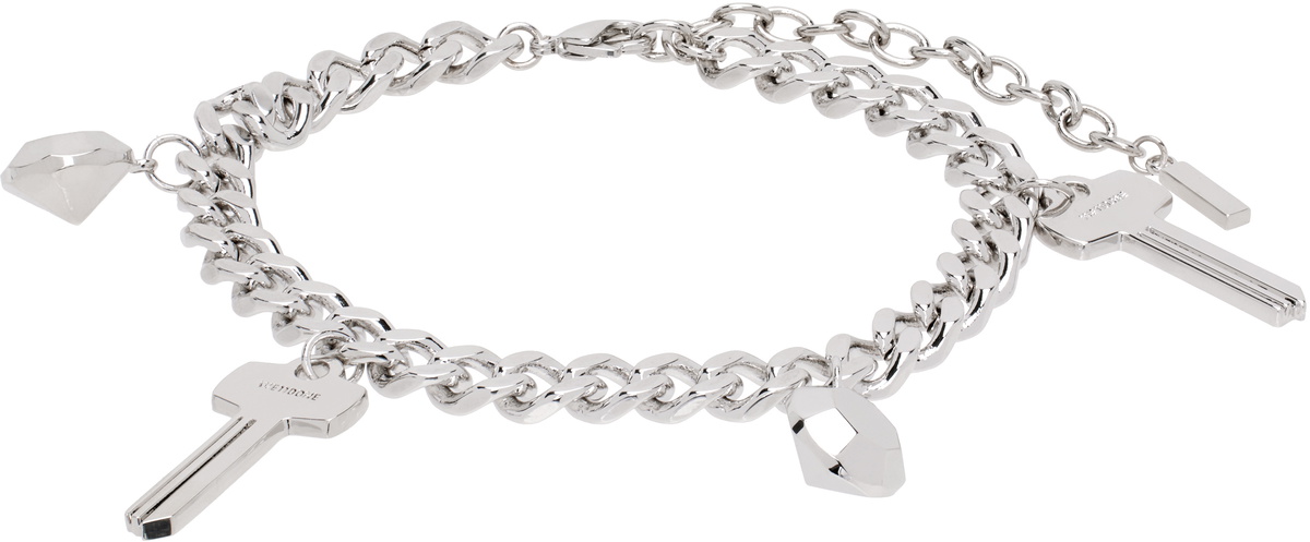 We11done Silver Key Charm Chain Bracelet We11done
