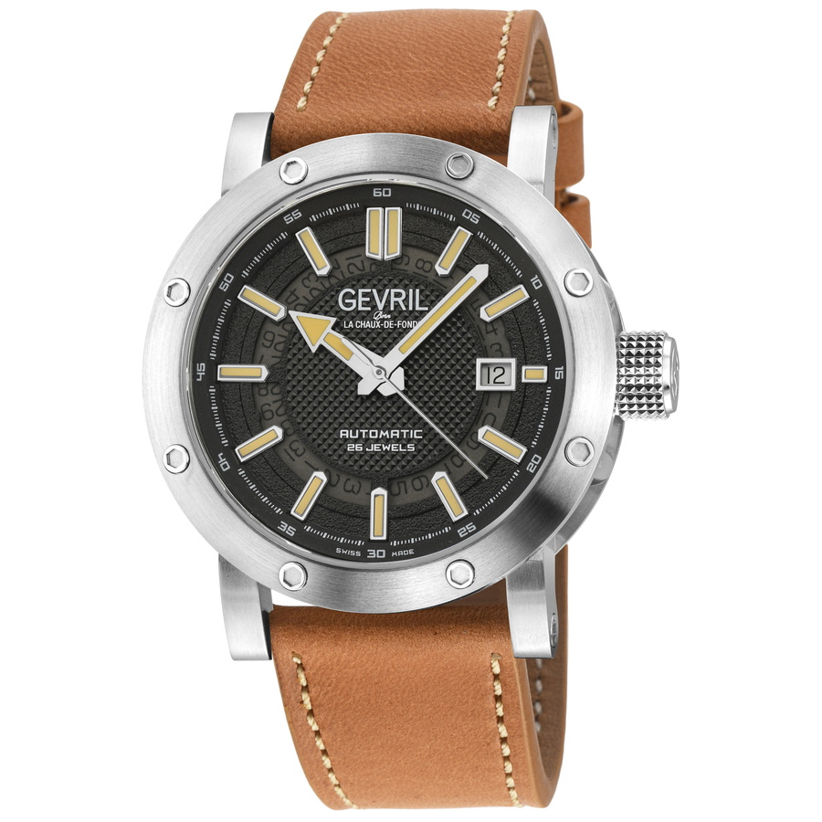 Gevril Flat Iron Automatic Black Dial Mens Watch 43700 Gevril