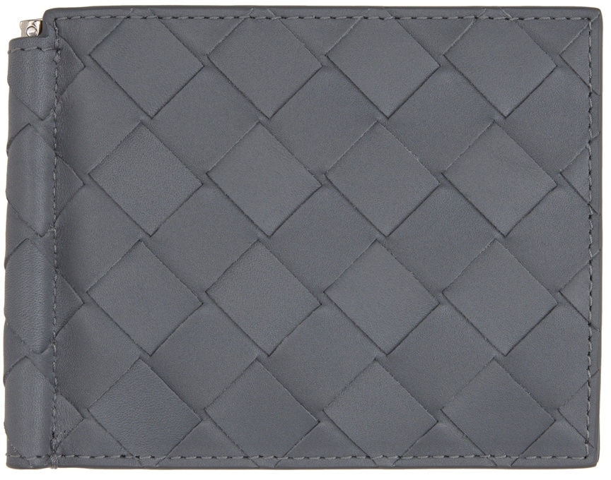 Bottega Veneta Grey Intrecciato Bill Clip Bifold Wallet Bottega Veneta