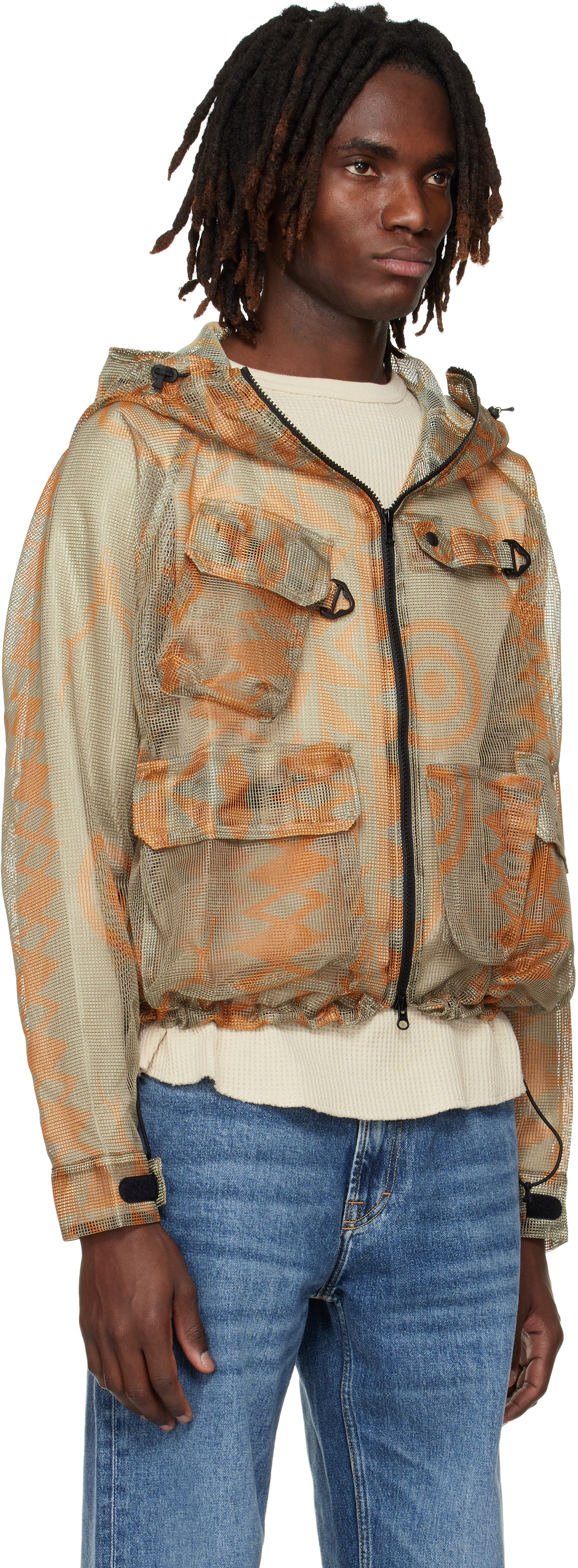 South2 West8 Orange & Beige Bush Trek Jacket South2 West8
