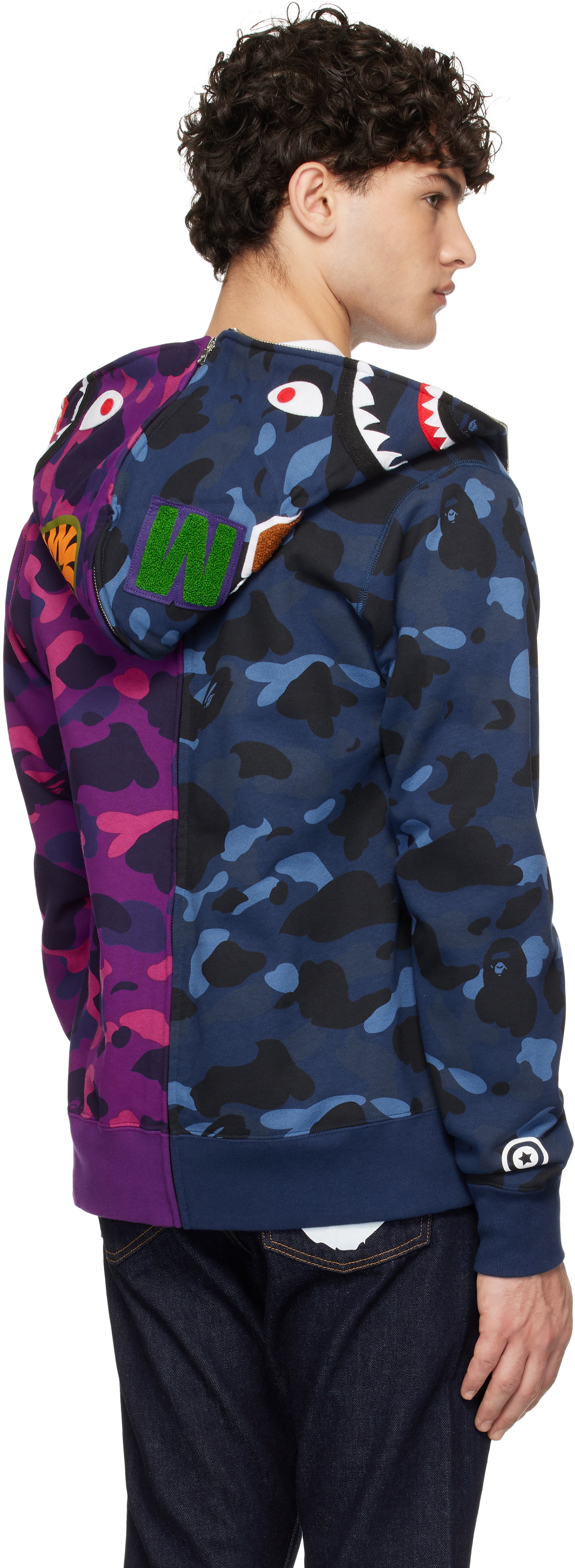 BAPE Navy & Purple Color Camo Sparate Shark Full Zip Hoodie A Bathing Ape
