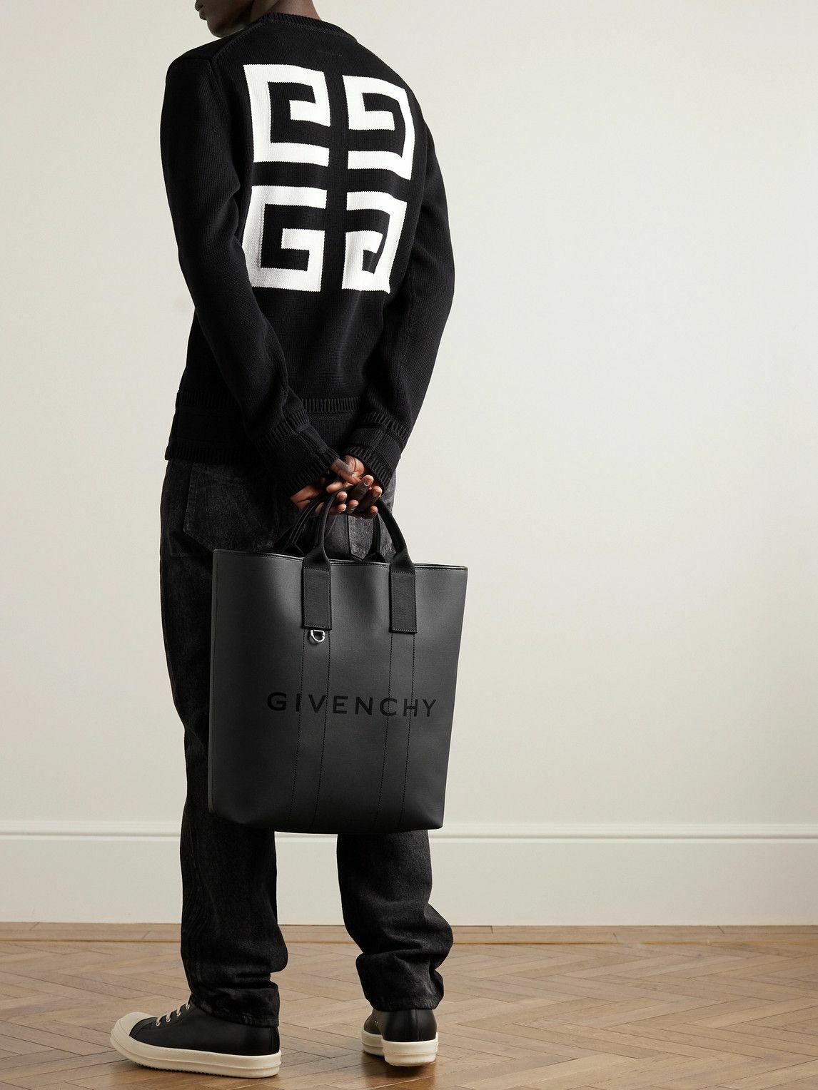 Givenchy - G-Essentials Logo-Print Leather-Trimmed Coated-Canvas Tote ...