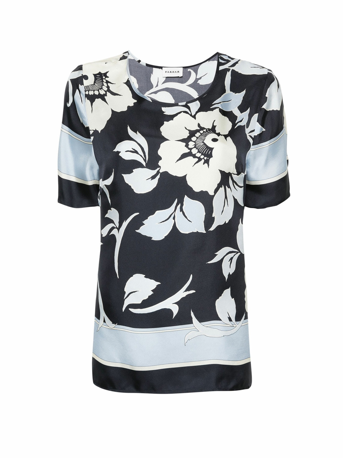Parosh Short Sleeve Floral Blouse Parosh
