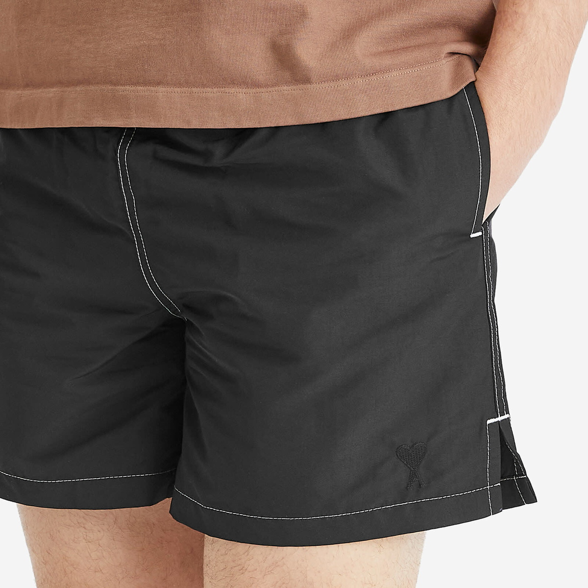 AMI Paris Men's Beach Short in Black AMI