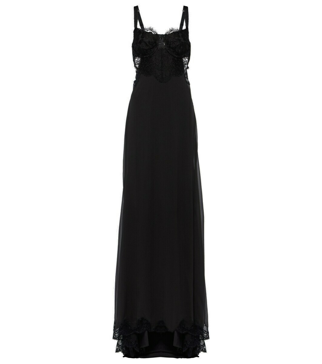 Dolce&Gabbana Lace-trimmed chiffon gown Dolce & Gabbana Dolce&Gabbana Lace-trimmed chiffon gown Dolce & Gabbana