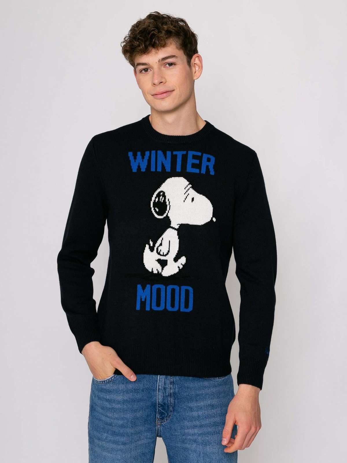 MC2 Saint Barth Man Blue Sweater Winter Mood Snoopy Print | Snoopy ...