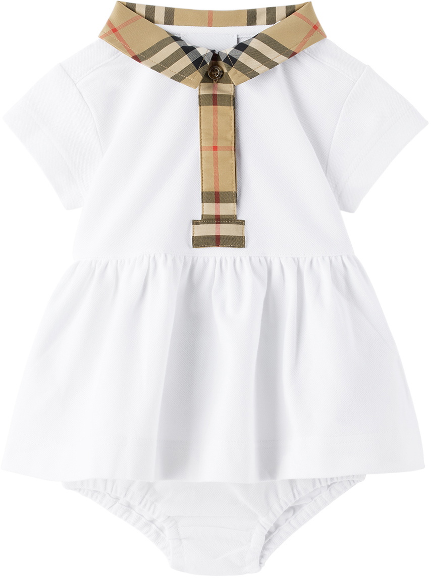 Burberry Baby White Check Dress & Bloomers Set Burberry